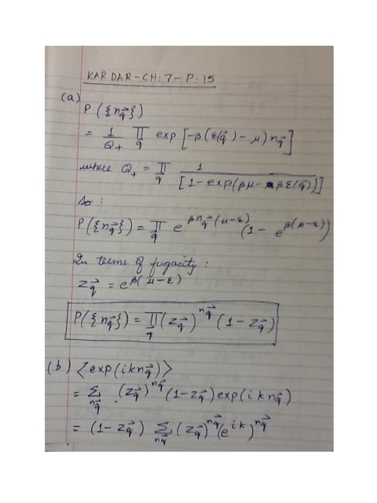 Kardar Solutions - Ch7 - P15 | PDF | Scientific Theories | Applied Statistics