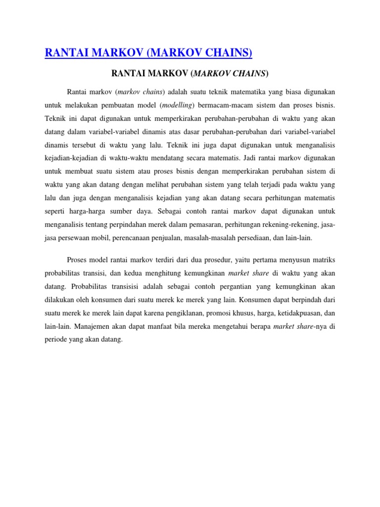 Rantai Markov | PDF
