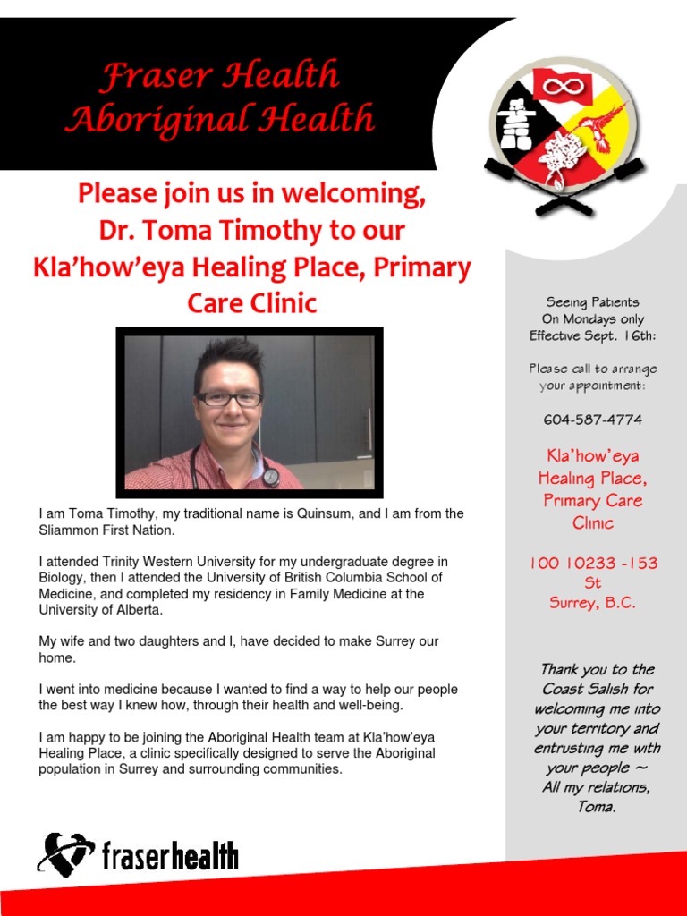 Welcome Dr. Toma Timothy to Fraser Health | PDF | Wellness | Religion ...