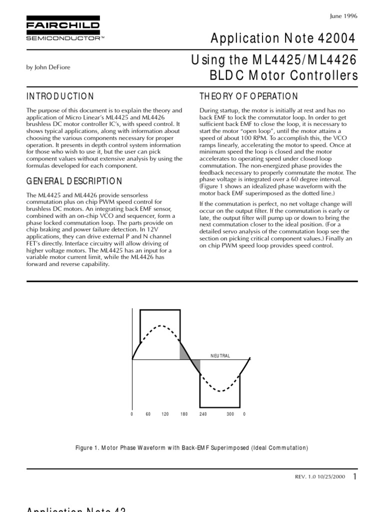 ML4425/ML4426 BLDC Motor Control Guide | PDF | Capacitor | Torque
