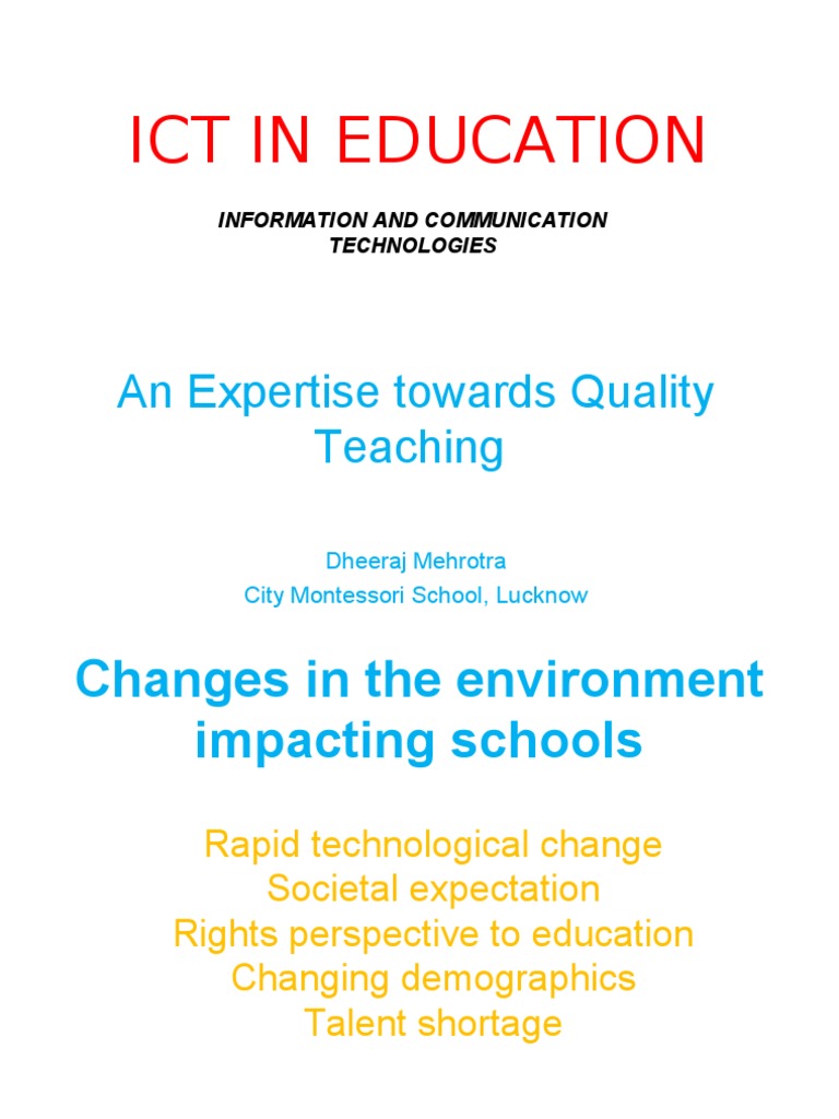 Ict in Education: An Expertise Towards Quality Teaching | PDF ...