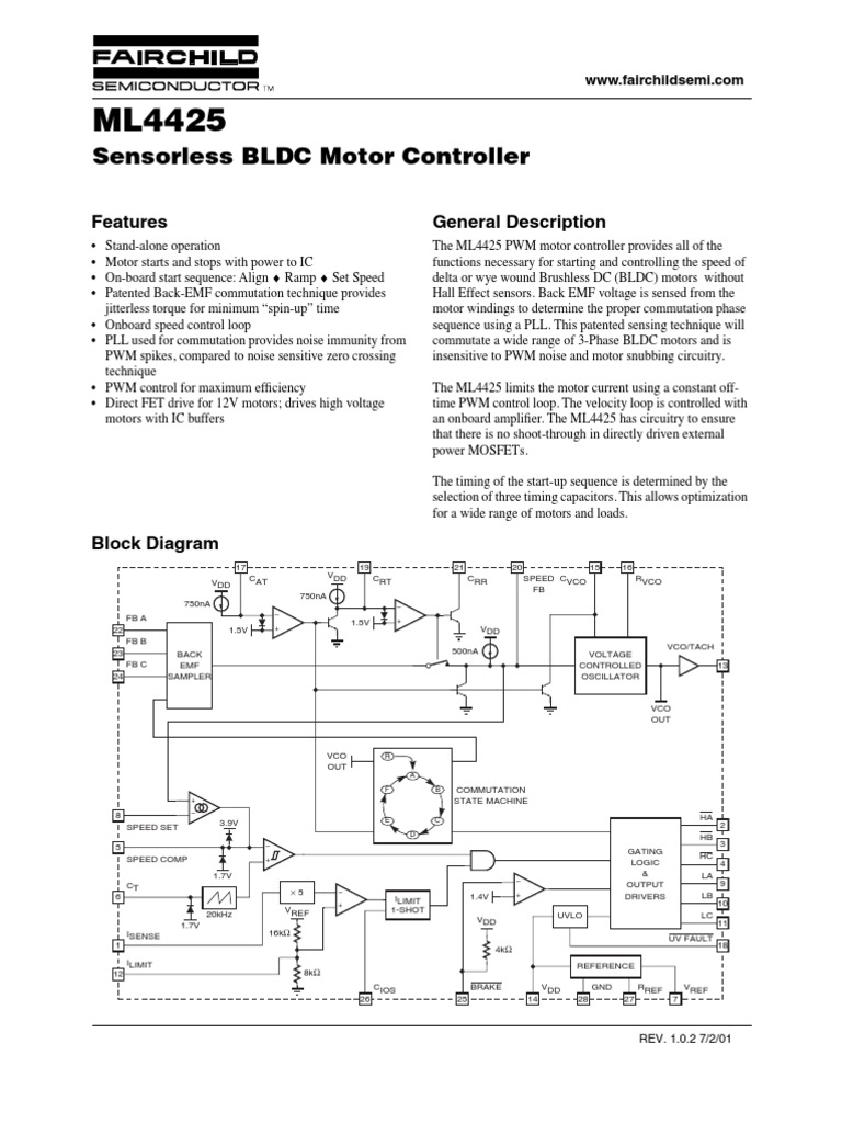 ML4425 Sensor Less BLDC Motor Controller