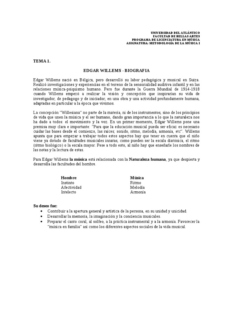 Biografía de Edgar Willems | PDF