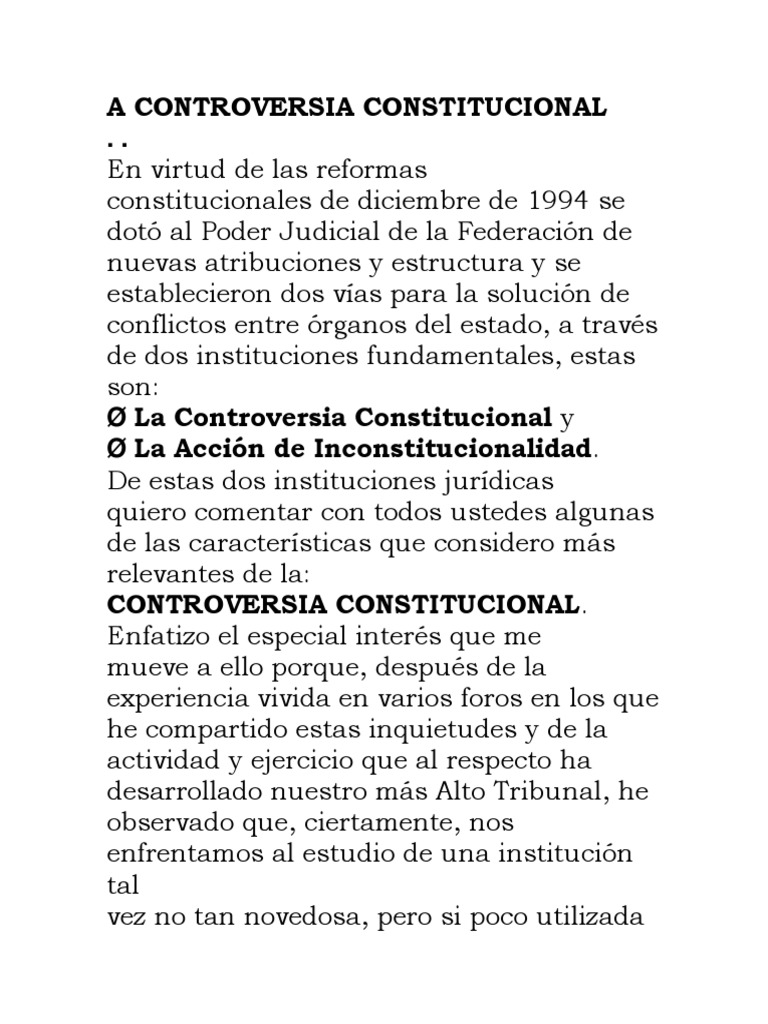 A Controversia Constitucional | PDF | Constitución | Ley procesal