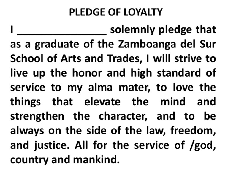 A Student's Pledge of Loyalty, Service, and Commitment to Upholding ...