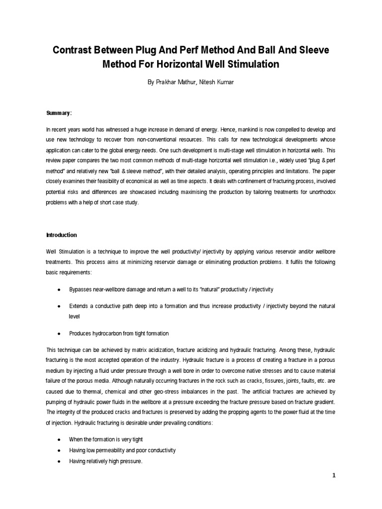 Contrast Between Plug and Perf Method and Ball and Sleeve Method For ...