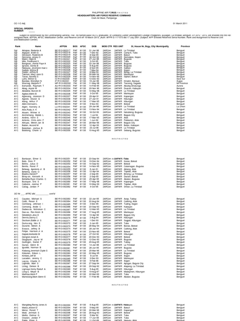 CCDC ROTC Enlistment Orders (2013) | PDF | Armed Conflict