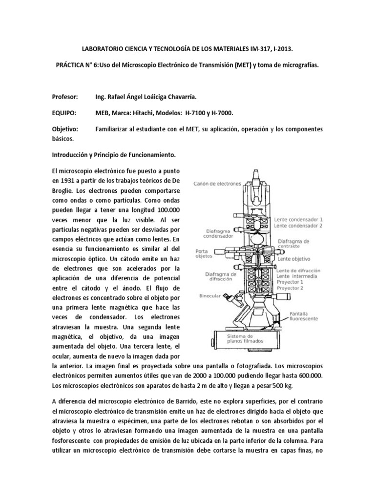 Microscopio Electrónico de Transmisión | PDF | Microscopio de transmisión por electrones ...