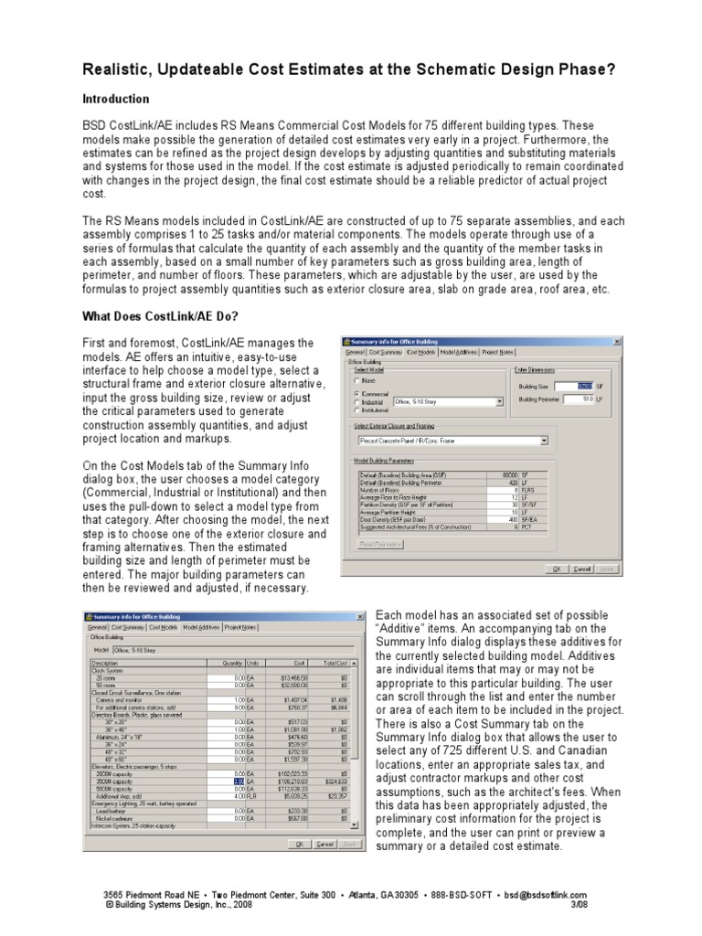 Realistic, Updateable Cost Estimates at The Schematic Design Phase ...