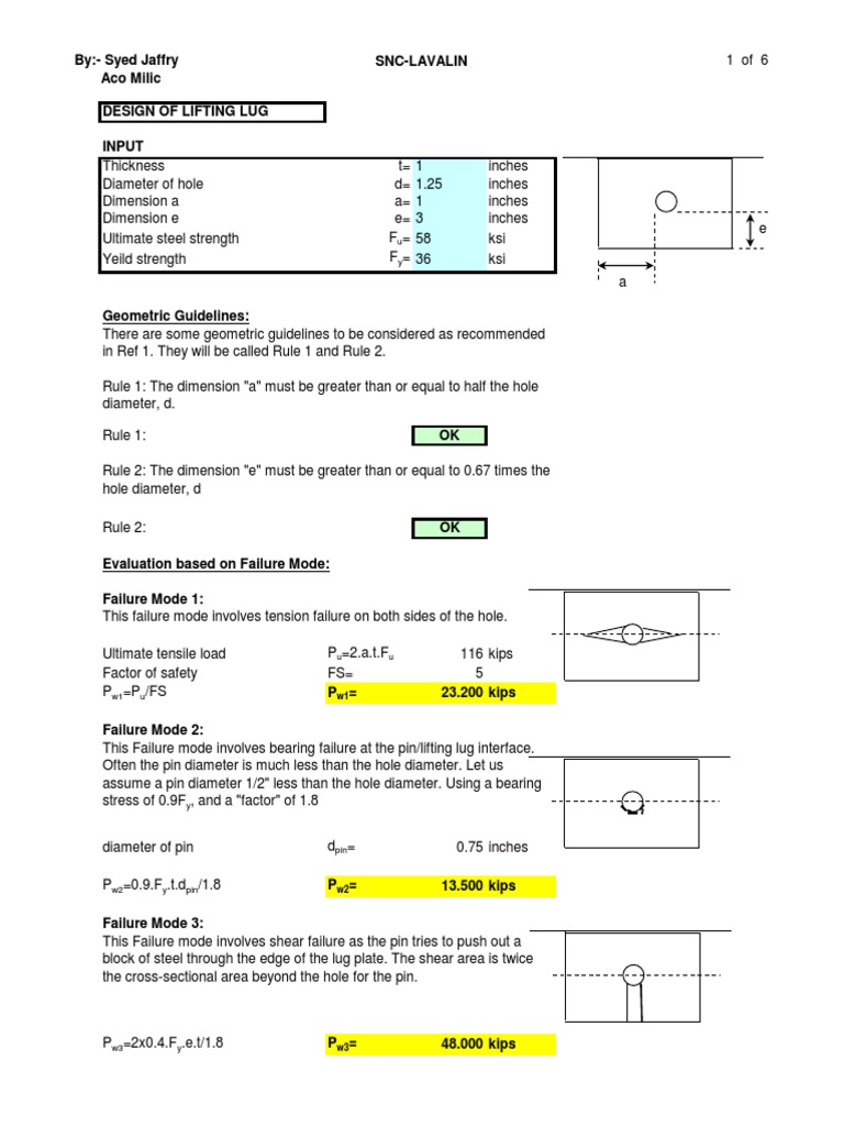 Lifting Lug Design | PDF | Ultimate Tensile Strength | Strength Of ...