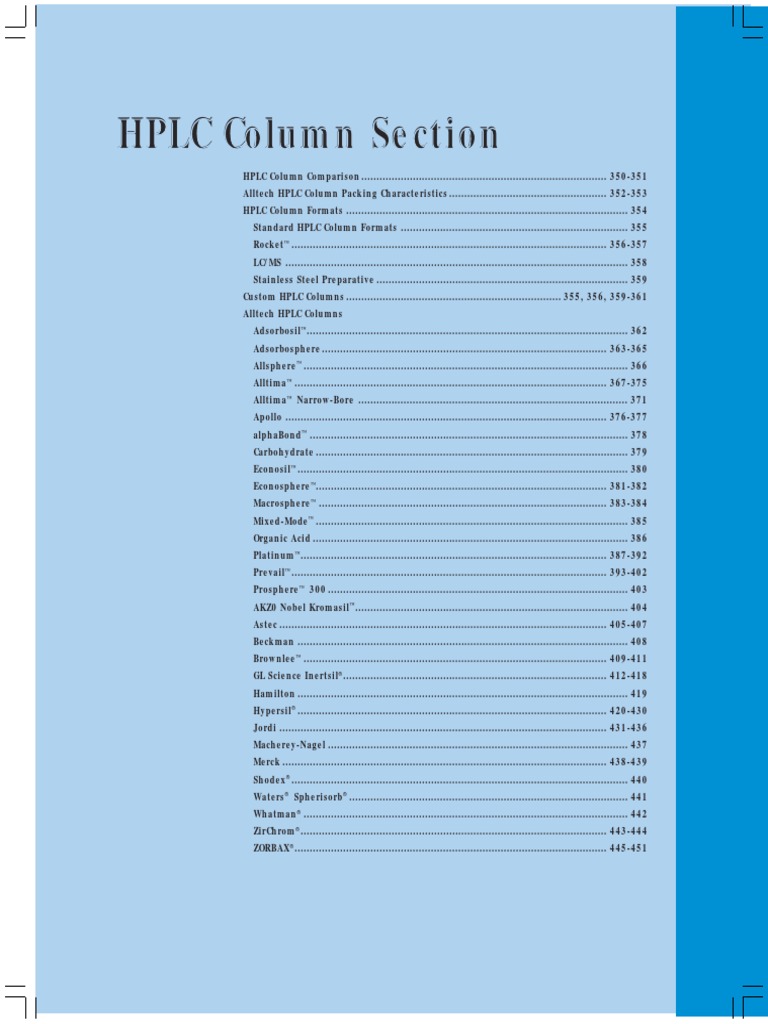 H PLC Columns | PDF | High Performance Liquid Chromatography ...