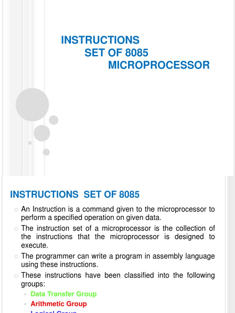 Instruction Set of 8085 1 | PDF | Instruction Set | Central Processing Unit