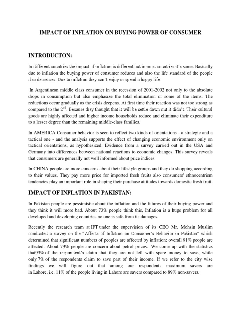 Impact of Inflation On Consumer Behaviour and Lifestyle | PDF ...