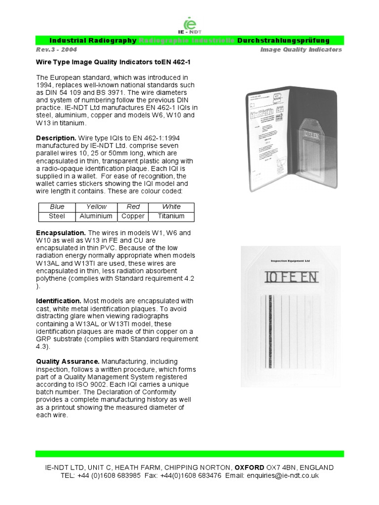 Ie-Ndt Iqi En462-1 Wire | PDF | Copper | Chemistry