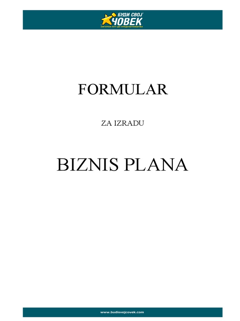1 Formular Za Izradu Biznis Plana | PDF