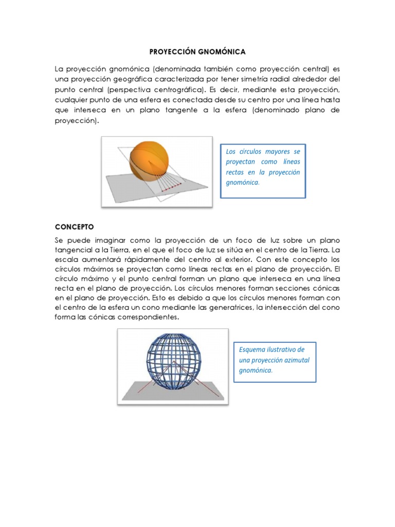 Proyección Gnomónica: Conceptos y Usos | PDF | Geometría | Espacio