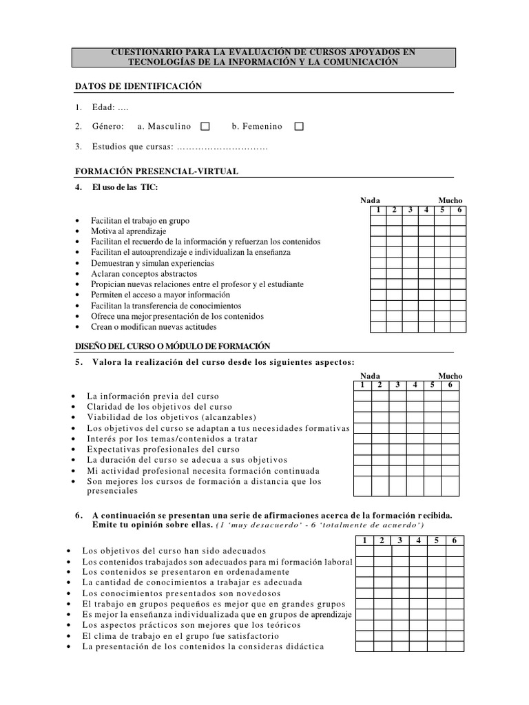 Cuestionario Para La Evaluacion de Las Aulas Virtuales | Maestros | Aprendizaje