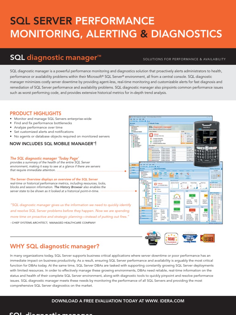 SQL Diagnostic Manager Datasheet | PDF | Microsoft Sql Server ...