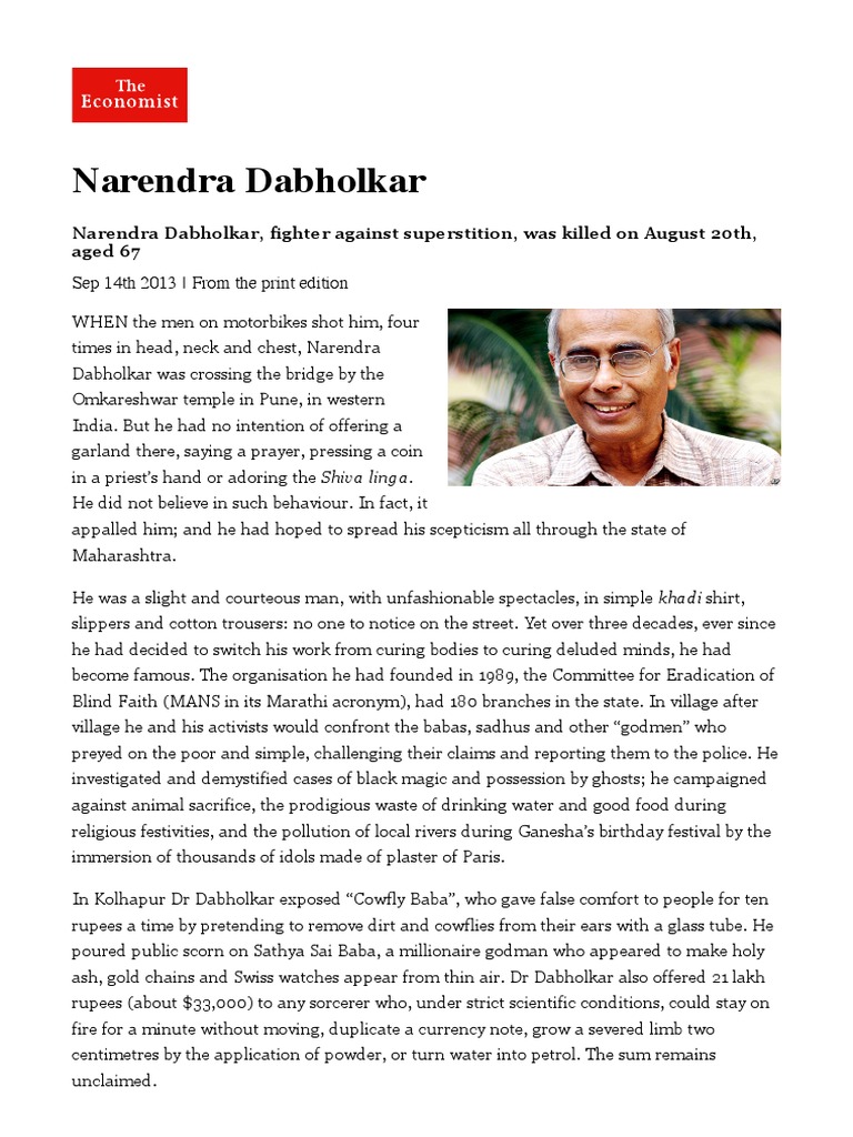 Narendra Dabholkar | PDF | Dalit | Religion And Belief