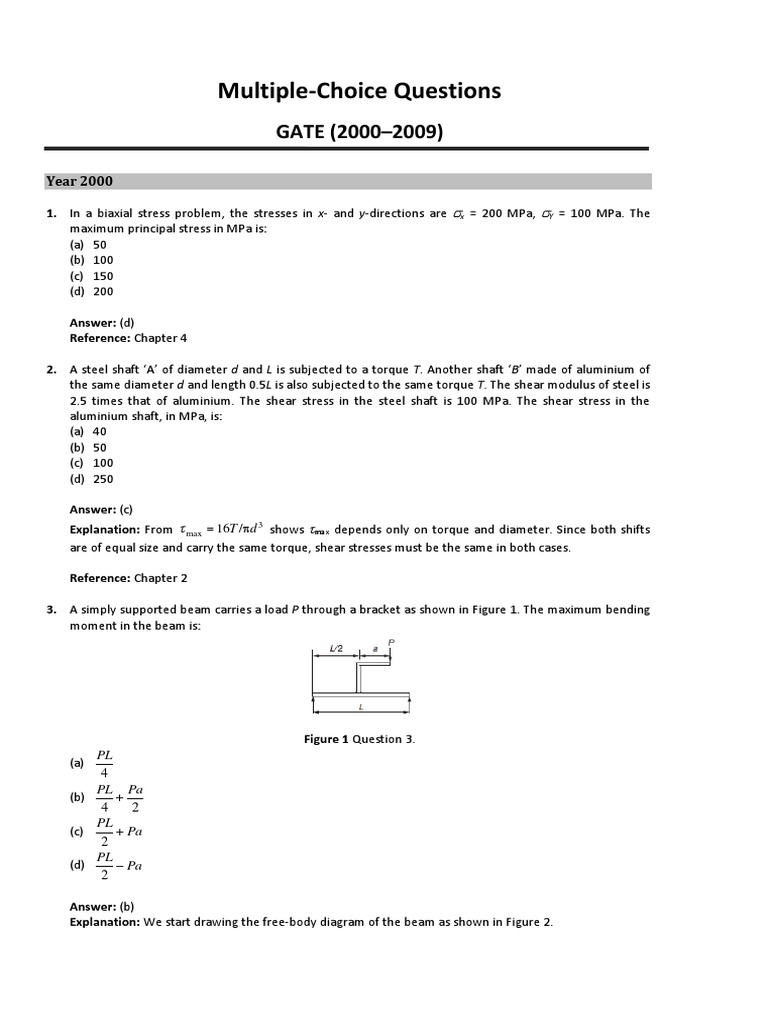 Objective GATE Questions | PDF | Bending | Stress (Mechanics)