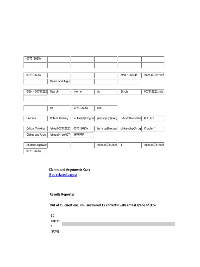 Claims and Arguments Quiz | PDF | Argument | Truth Claims and Arguments Quiz | PDF | Argument | Truth