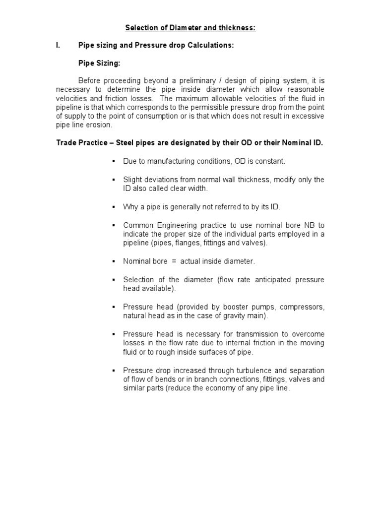 Pipe Sizing and Pressure Drop Calculations | PDF | Pipe (Fluid ...