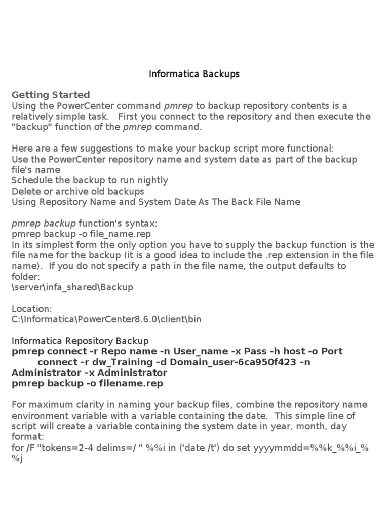Informatica Backup | PDF | Command Line Interface | Backup