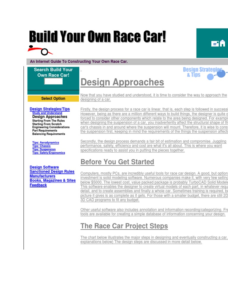 Race Car Design Process Guide | PDF | Axle | Steering