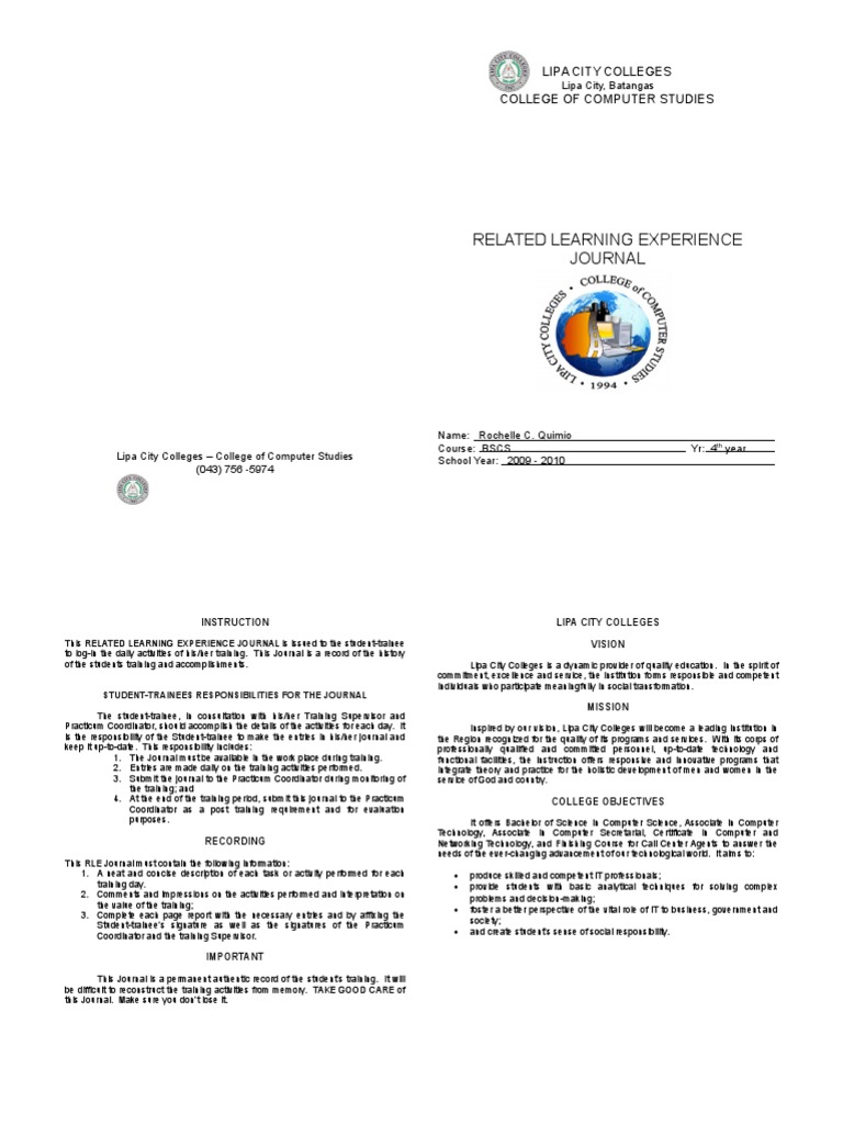 Related Learning Experience Journal: Lipa City, Batangas | PDF | Change ...