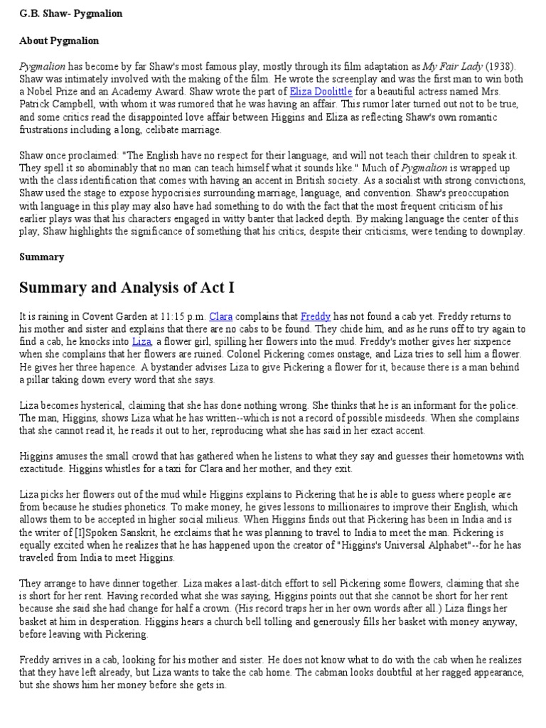 GB Shaw | PDF | Pygmalion (Play) | George Bernard Shaw