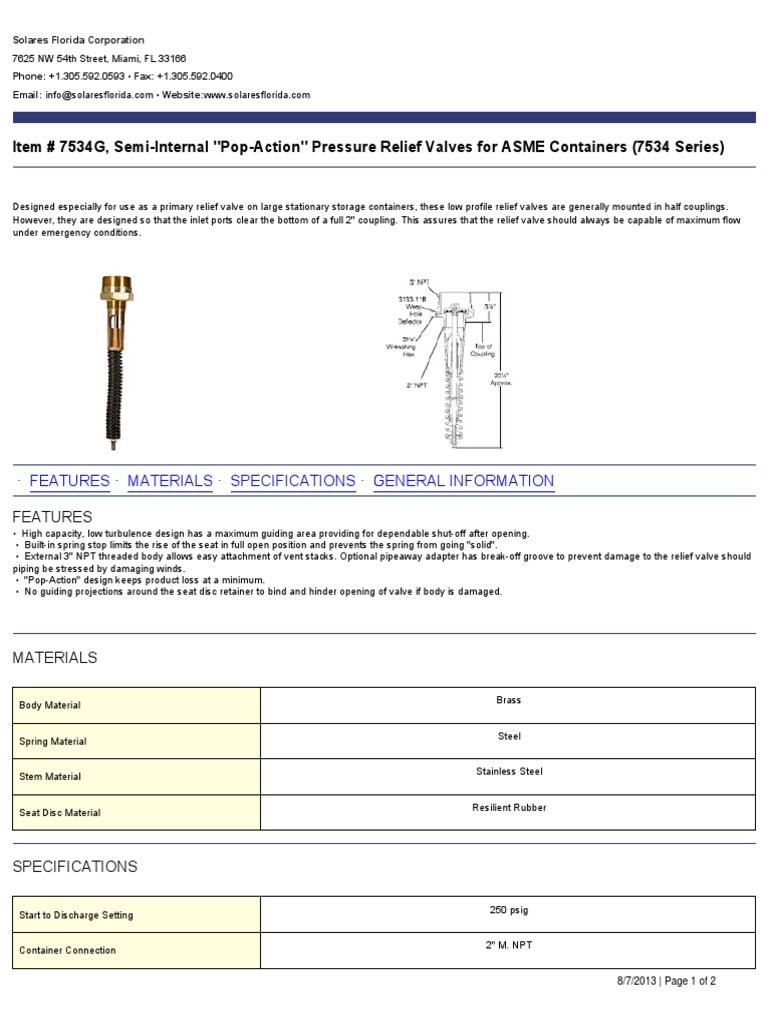 7534G, Semi InternalPop ActionPressureReliefValvesforASMEContainers ...
