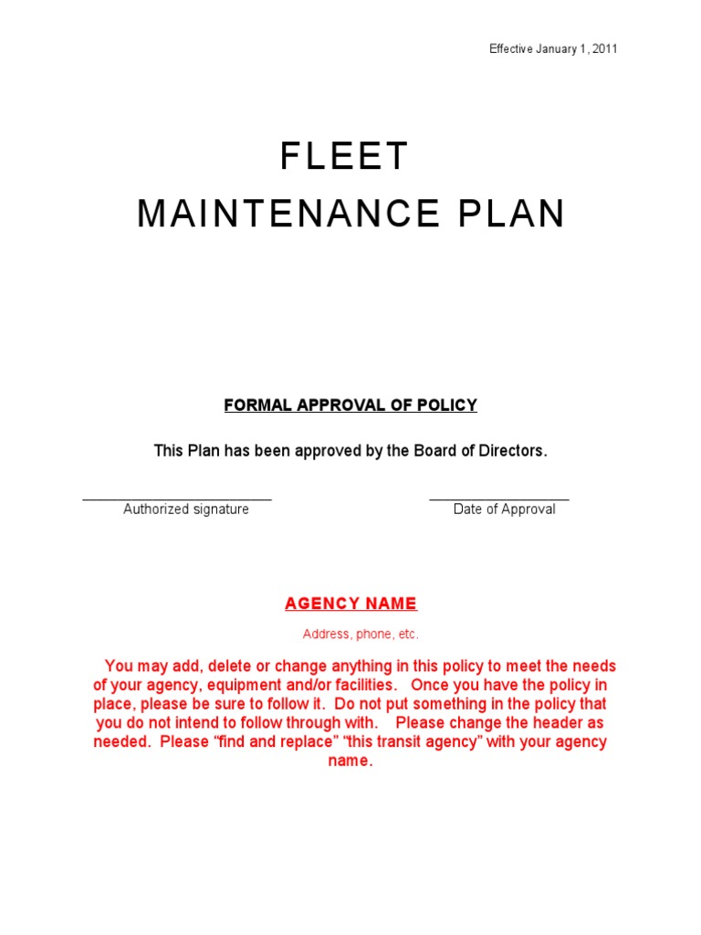 Fleet Maintenance Plan Example 2-11 | PDF | Tire | Vehicles