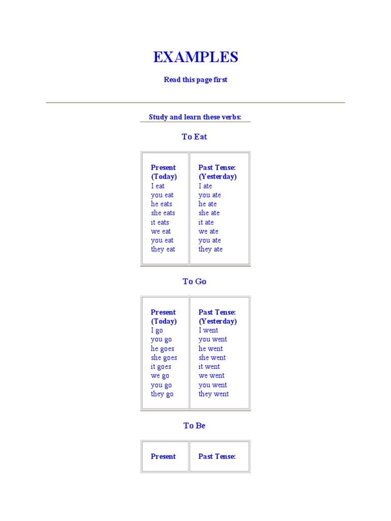 Past and Present Verb Forms | PDF