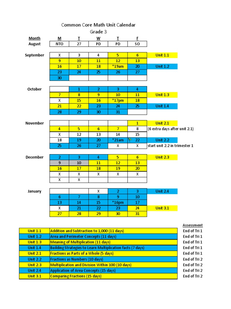 Grade 3 Common Core Math Calendar | PDF