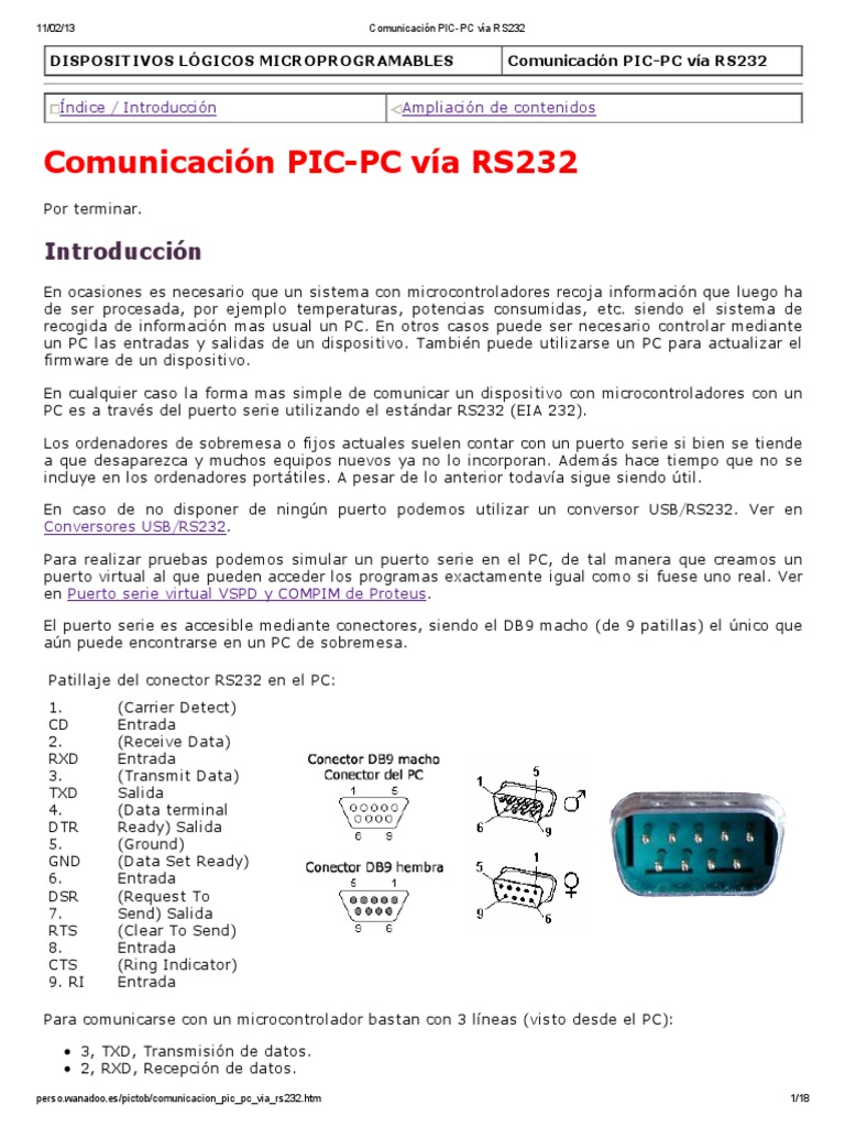 Comunicación PIC-PC Vía RS232 | PDF | Ascii | Microcontrolador