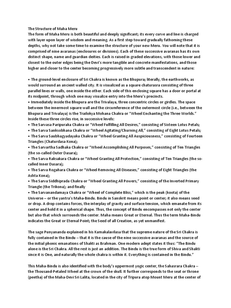 The Structure and Simple Puja of Maha Meru | PDF | Hindu Theology ...