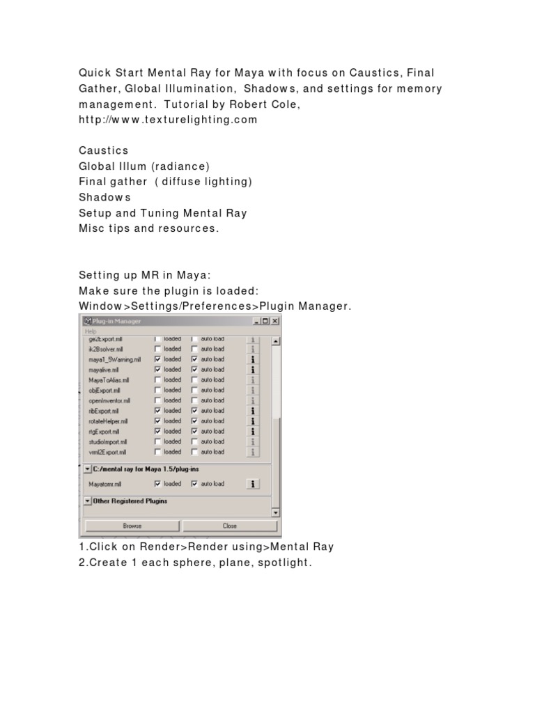 Alias Maya Tutorials - Quick Start Mental Ray in Maya | PDF | Rendering ...