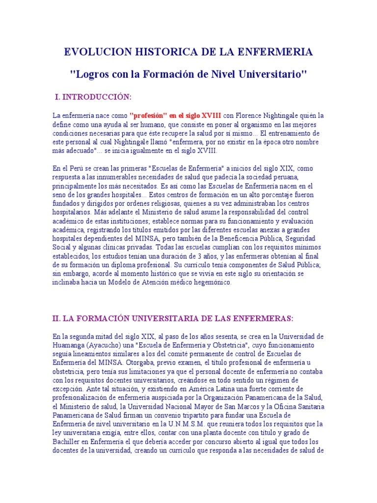 Evolución Histórica De La Enfermería Pdf Enfermería Universidad