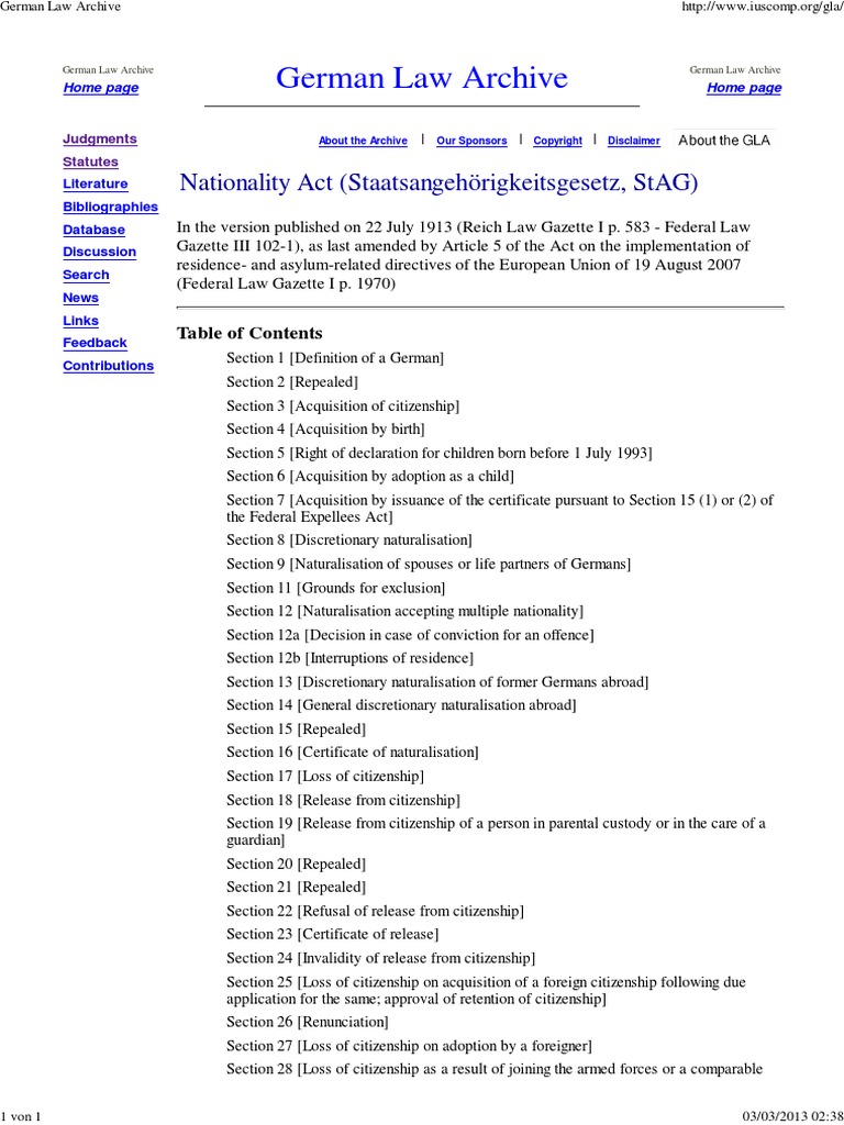 German Nationality Act Overview | PDF | Social Science | Law