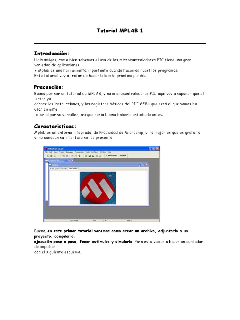 Tutorial básico sobre el uso de MPLAB para simular un contador de pulsos con PIC16F84 | PDF ...