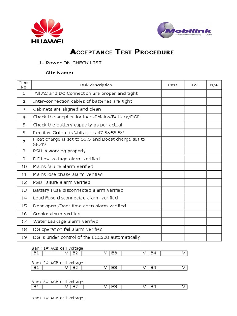 Acceptance Test Procedure (PowerCube1000) | PDF