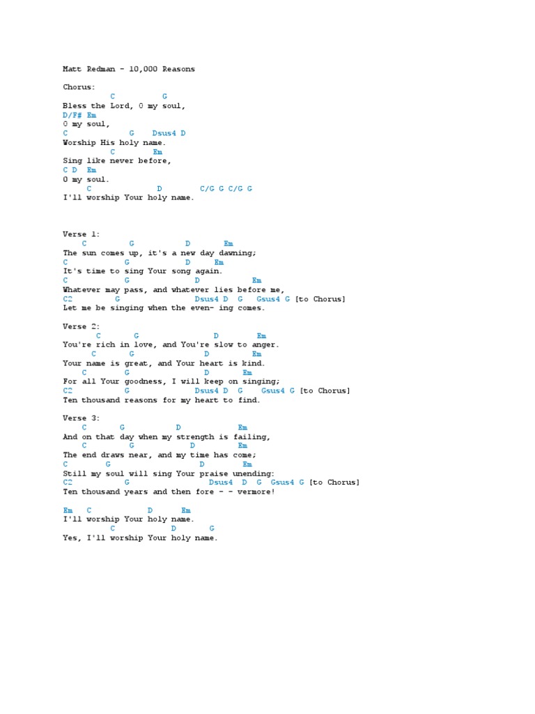 10000 Reasons Chords