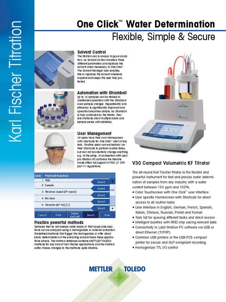 V30 Compact Volumetric KF Titrator | Titration | Usb