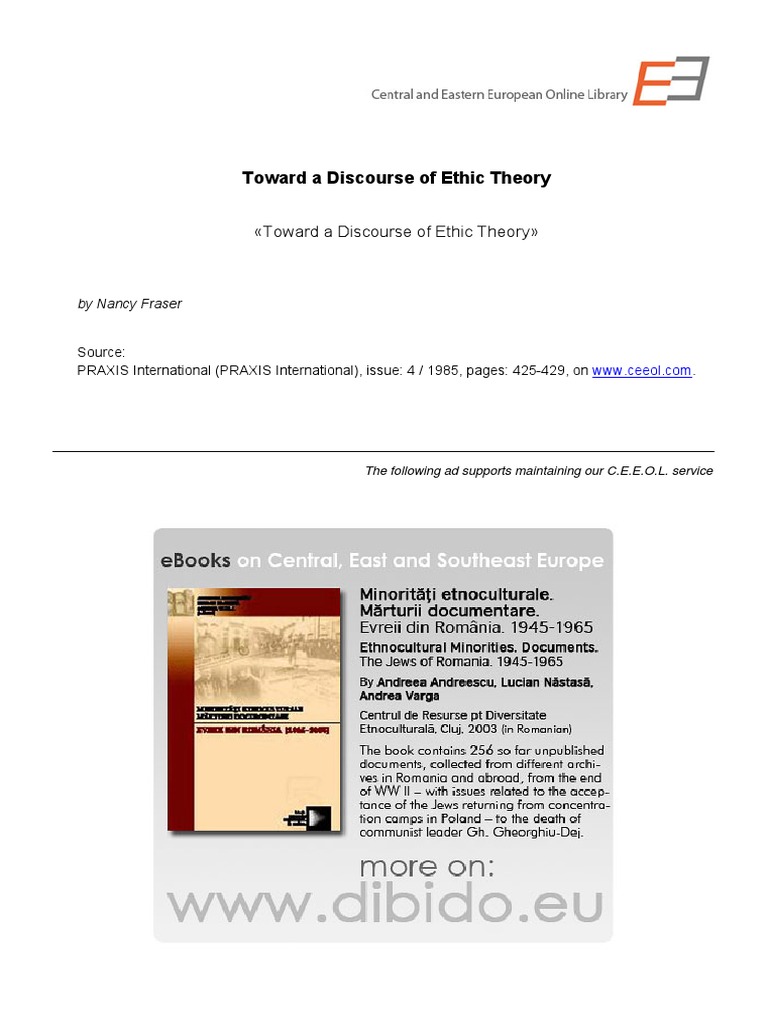 4.3 - Fraser, Nancy - Toward A Discourse of Ethic Theory (En) | PDF ...
