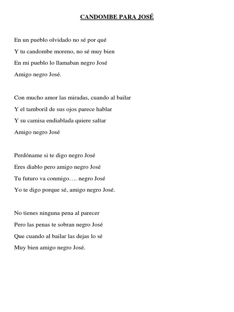Candombe para José: Letra y Significado | PDF