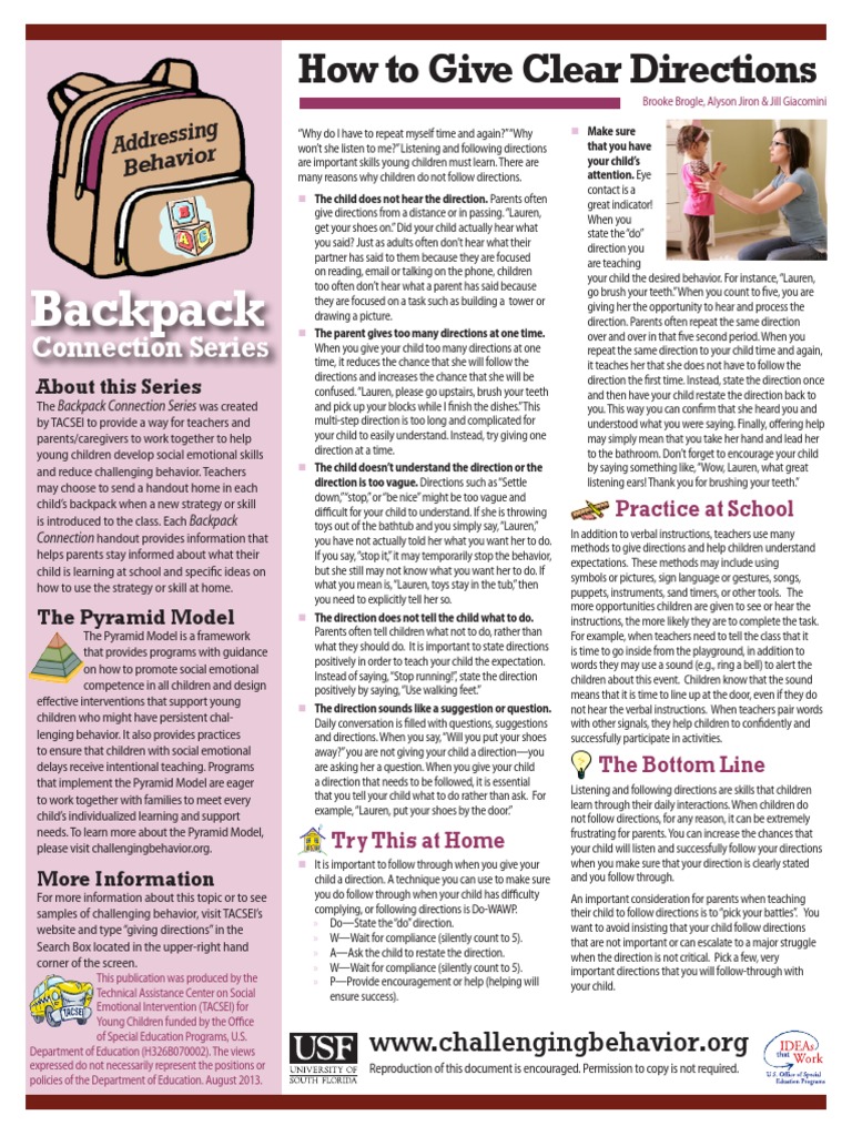 How To Give Clear Directions | PDF | Special Education | Learning