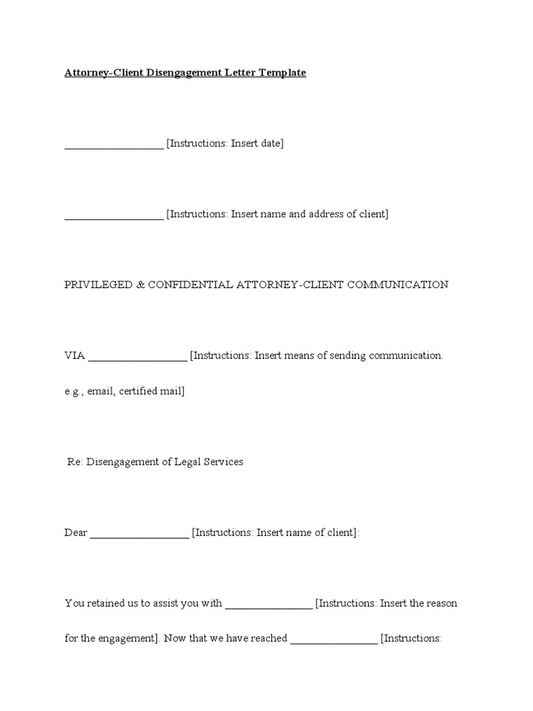 Attorney-Client Disengagement Letter Template | PDF