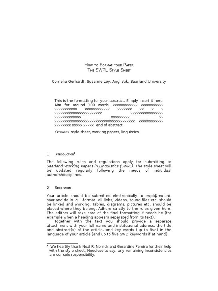Style Sheet SWPL | PDF | Phonology | Writing