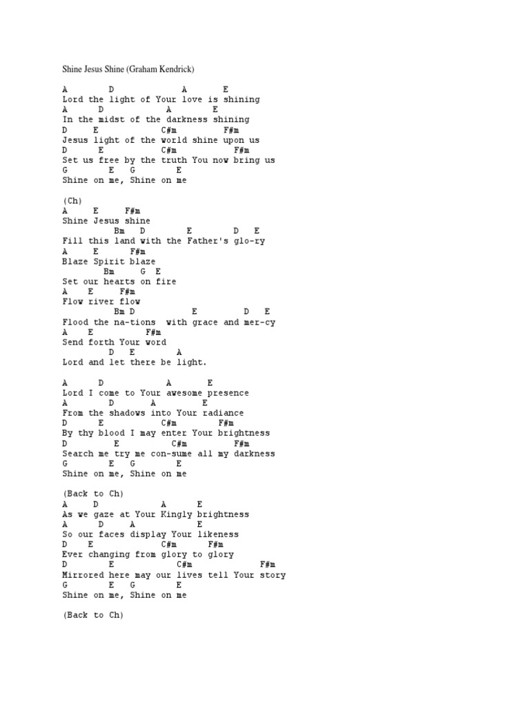 Shine Guitar Chords