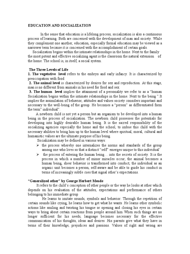 Education and Socialization | PDF | Socialization | Social Group